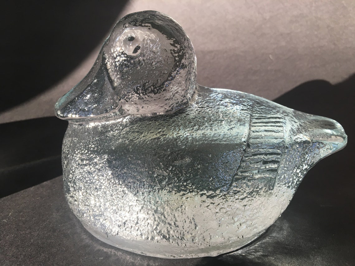 For the Bird Lover: Mid-century Blenko Clear Heavy Glass Duck - Etsy