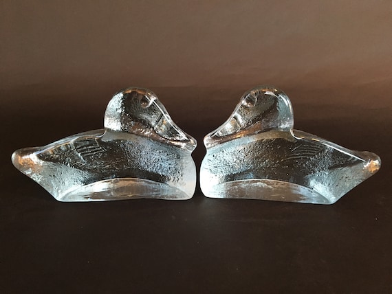 For the Bird Lover: Mid-century Blenko Clear Heavy Glass Duck - Etsy