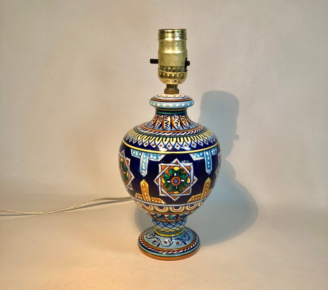 Flawless Vintage Hand-made Artist-signed Majolica Table Lamp From ...