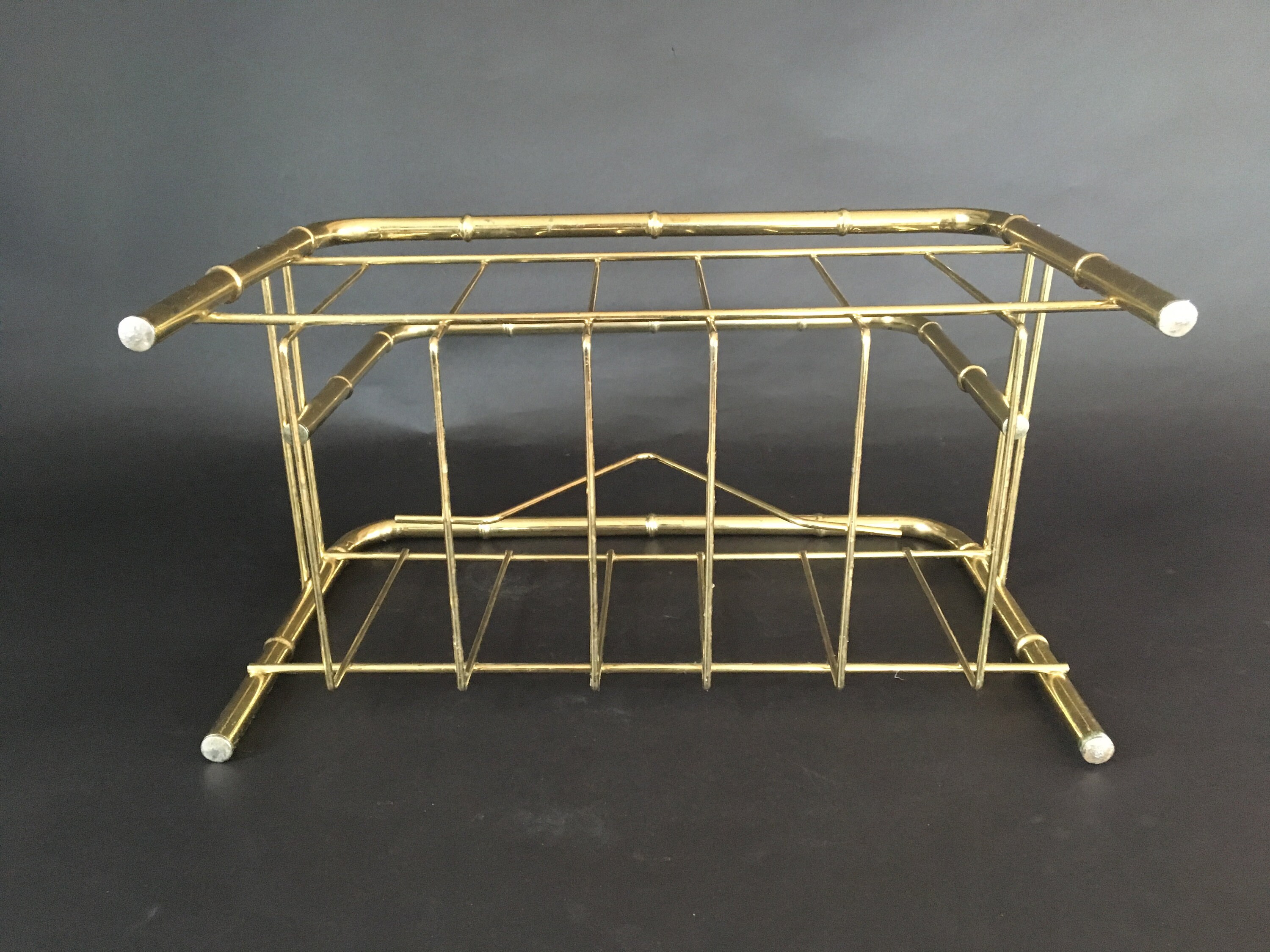 Mid-Century Faux Bamboo Brass Magazine Rack LP Holder | Etsy