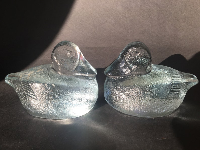 For the Bird Lover: Mid-century Blenko Clear Heavy Glass Duck - Etsy