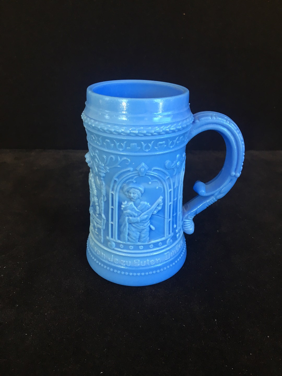 Antique Greentown Blue Slag Glass Serenade Pattern Stein/mug - Etsy