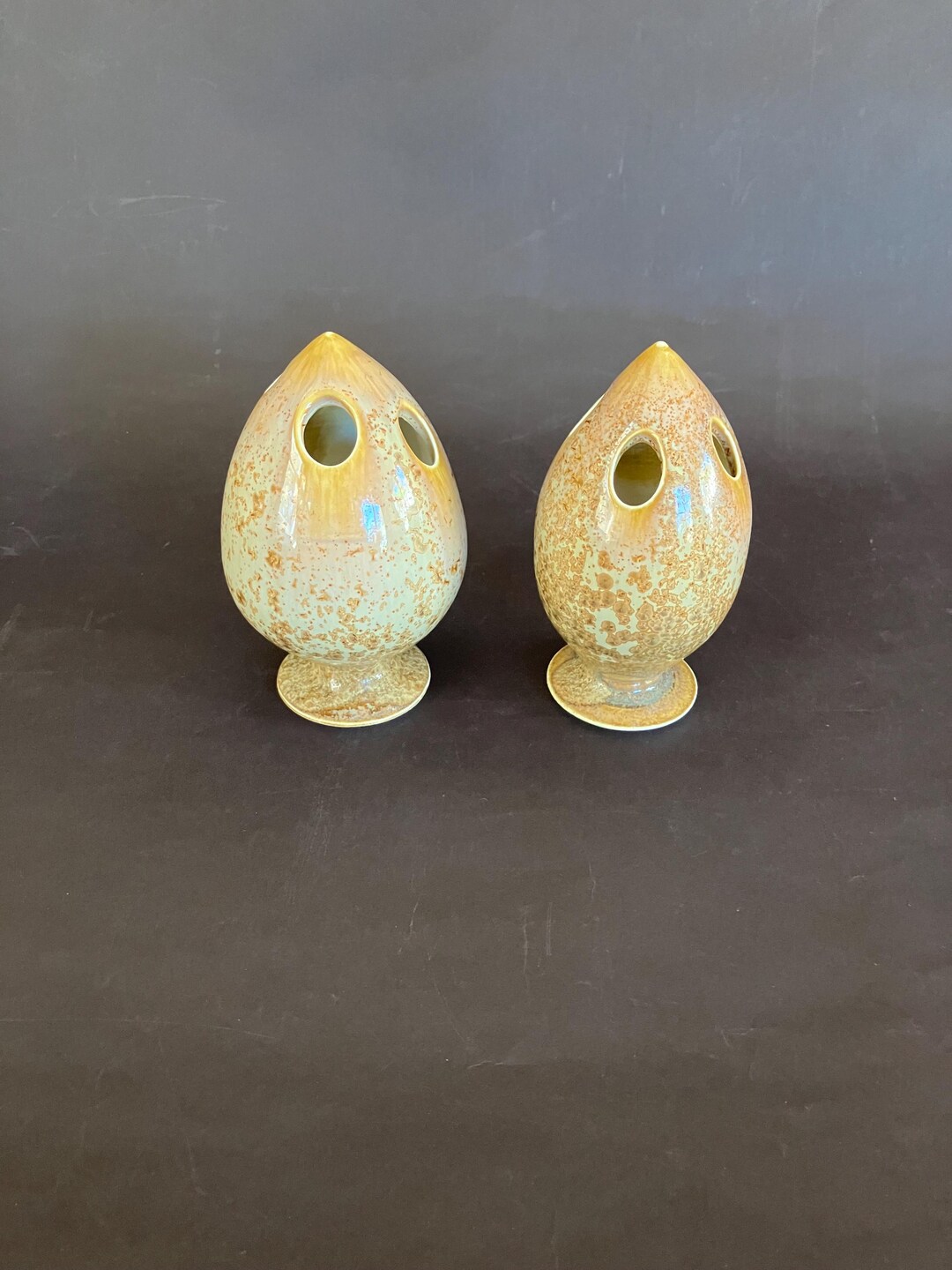 Mushroom Meets E.T.: Very Rare Pair of Hanselmann Pottery Signed Flower ...