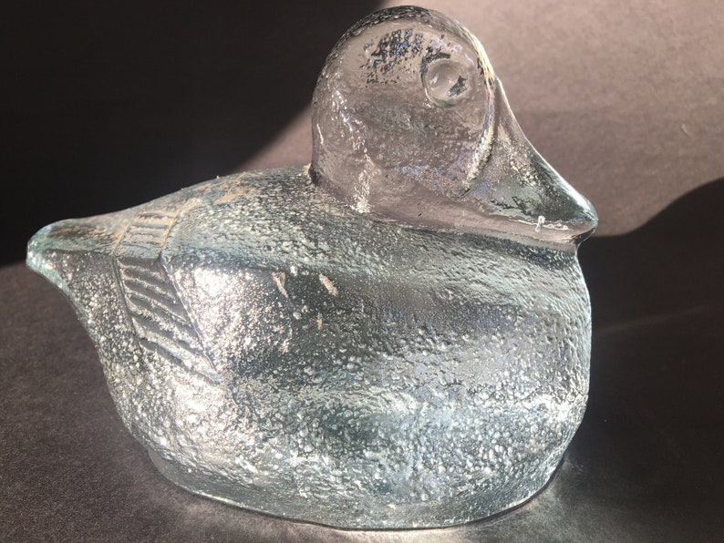 For the Bird Lover: Mid-century Blenko Clear Heavy Glass Duck - Etsy