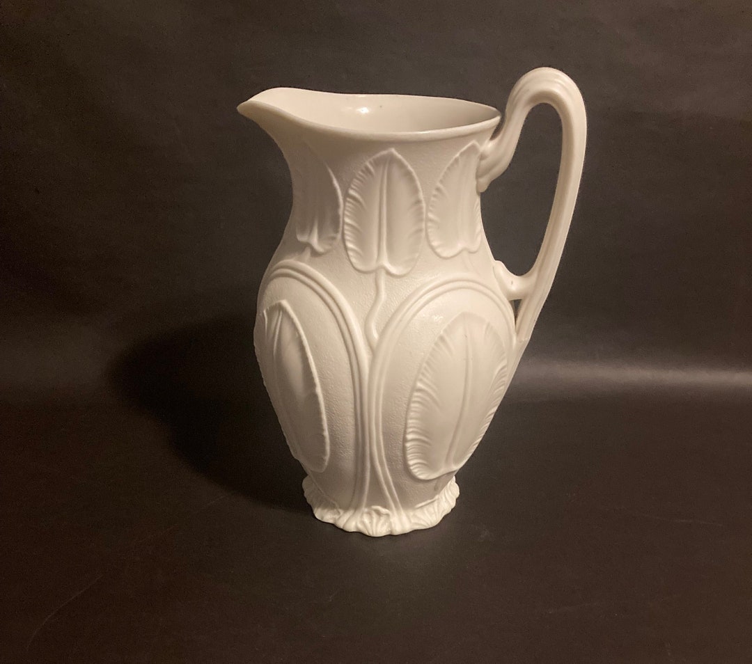 Dramatic Pristine Antique British Parian Ware Lily Pad Pitcher - Etsy