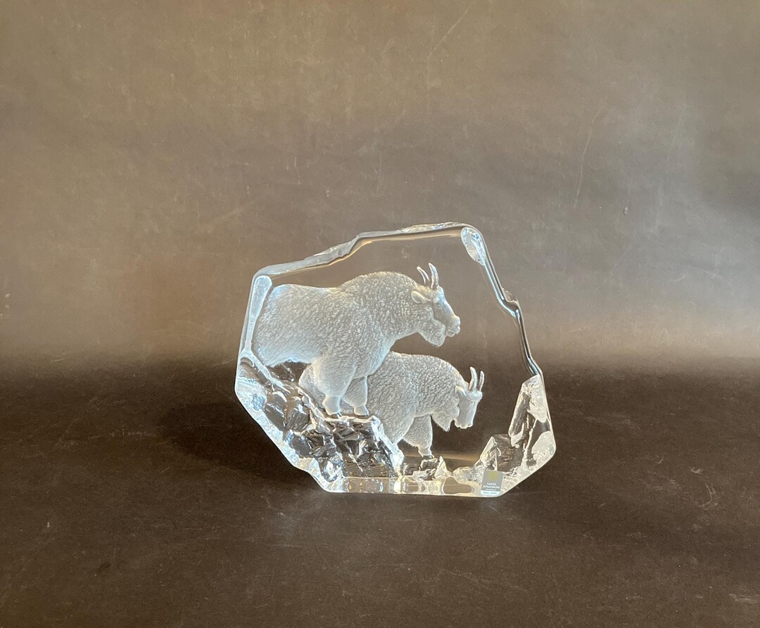 Extremely Rare Signed Rocky Mountain Goat Crystal Sculpture by Renowned ...