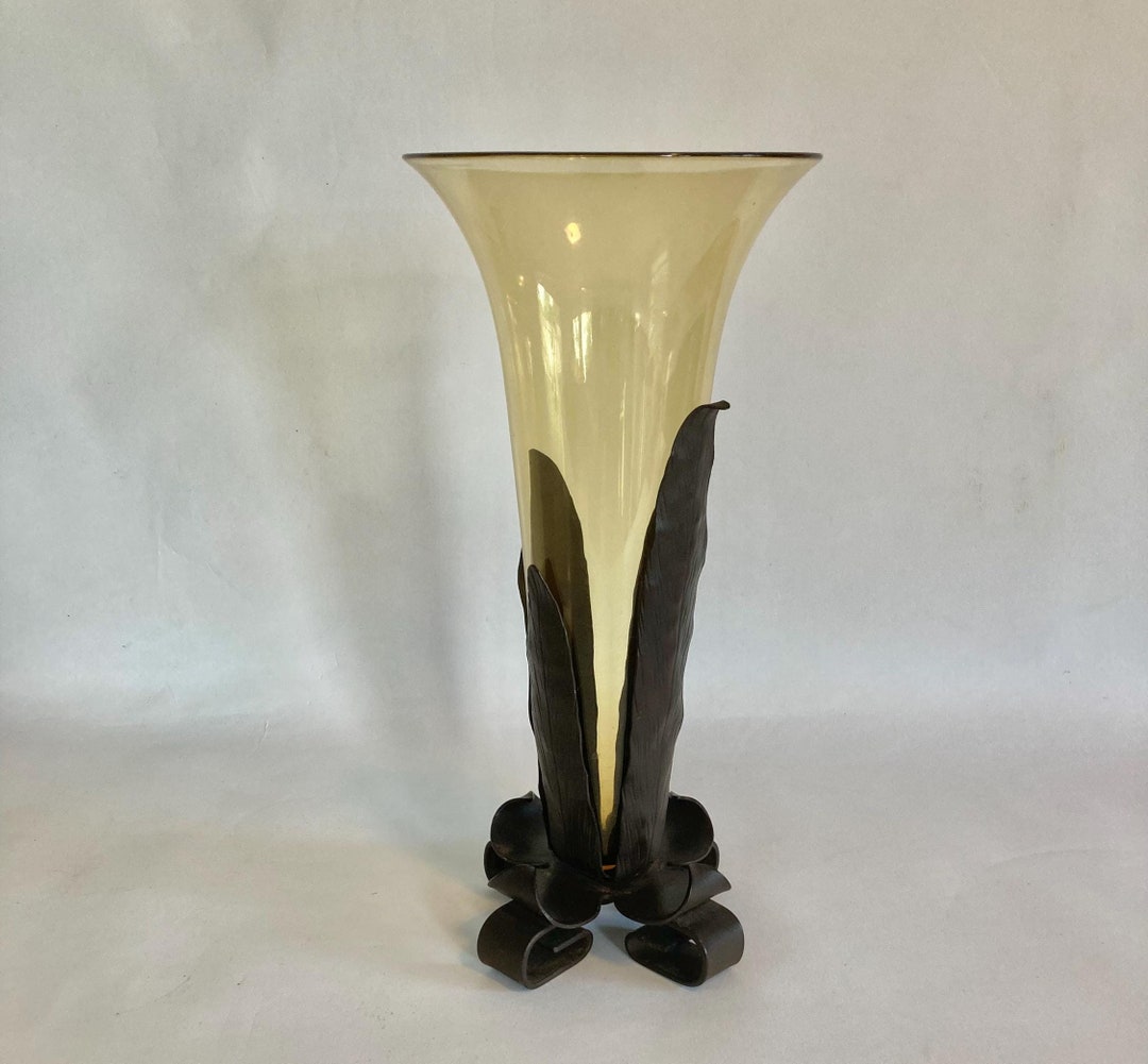 Carder Steuben Limousine Vase: Amber Art Glass With Burnham Crafters ...