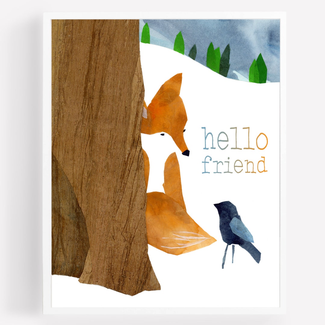 Hello Friend Art Print for Kids and Nursery, Art Prints, Children's ...
