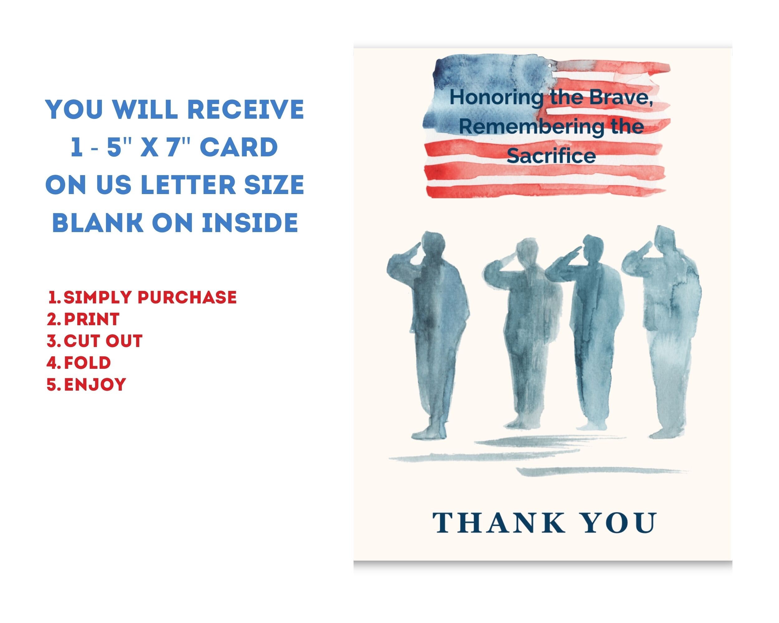 Thank You Veterans Day Card, Veterans Day, Printable Veterans Day ...