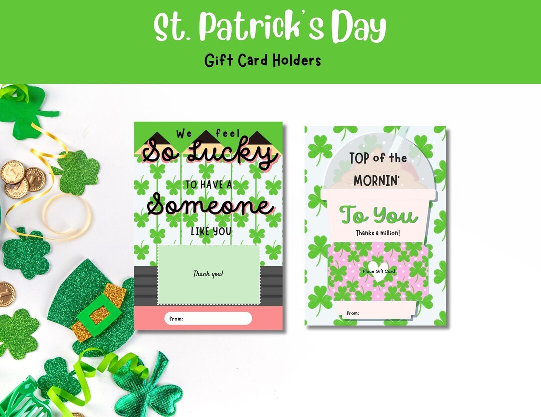 St Patrick's Day Coffee Gift Card Holder, Printable Gift Card Holder ...