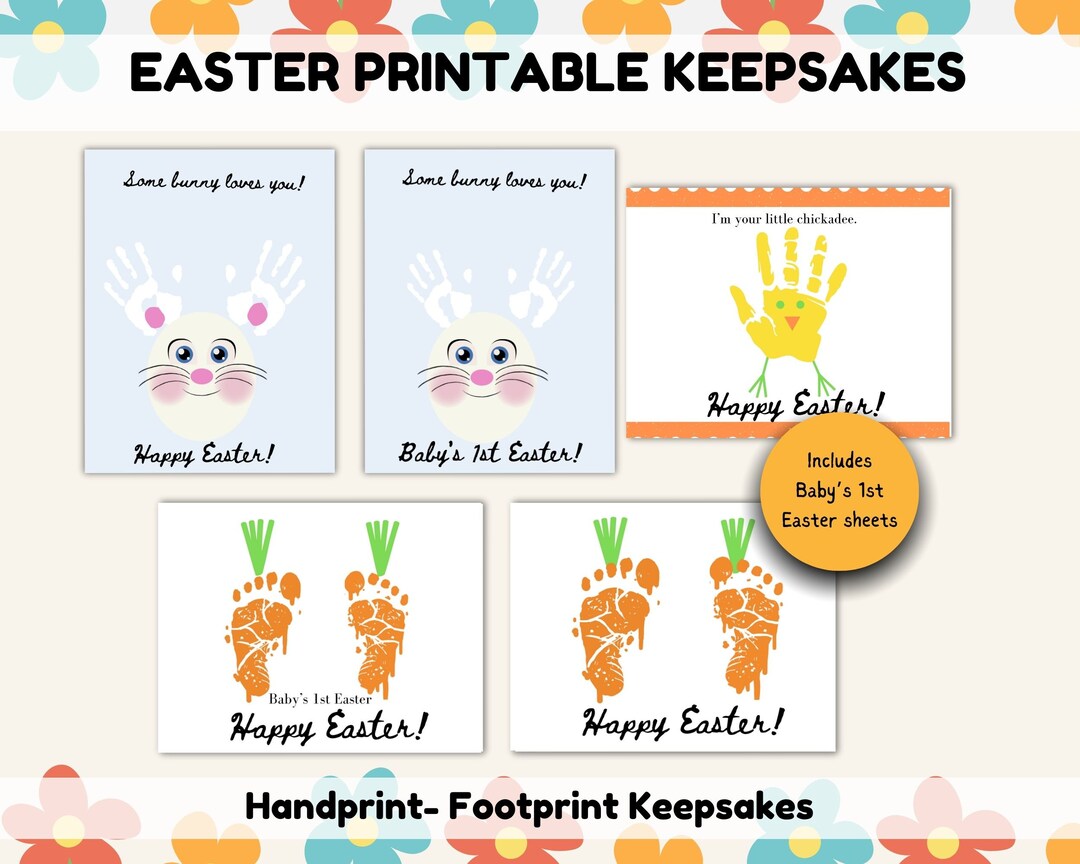 Easter Printable, Handprint & Footprint Keepsake, Baby's First Easter ...