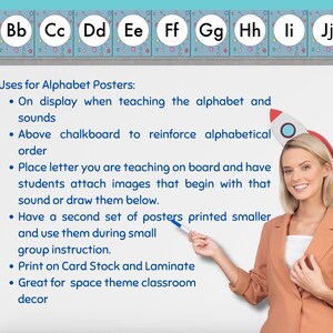 Blue Space Alphabet Posters: Classroom ABC Printable (digital Download ...