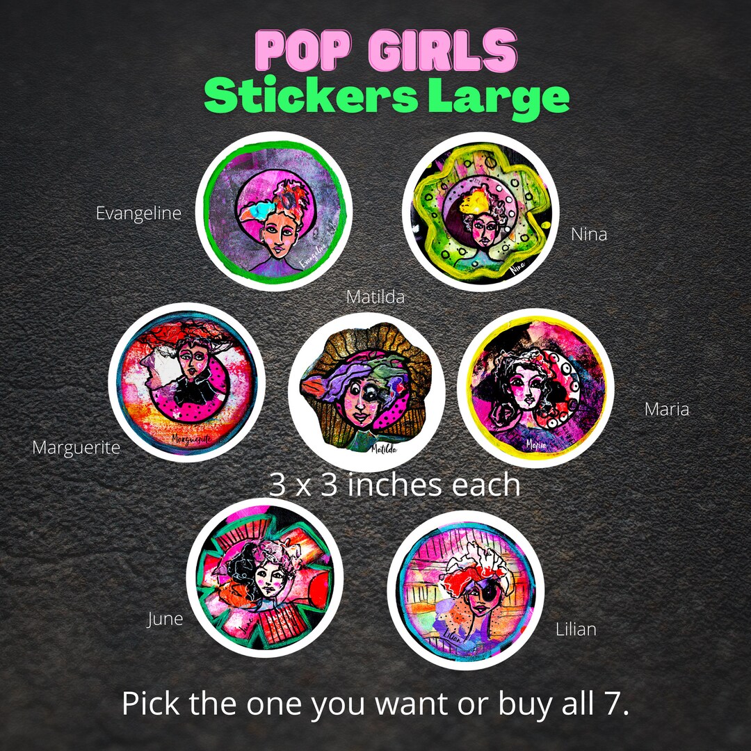 Girls Faces Stickers Punk 1980s Stickers Glossy Vinyl - Etsy