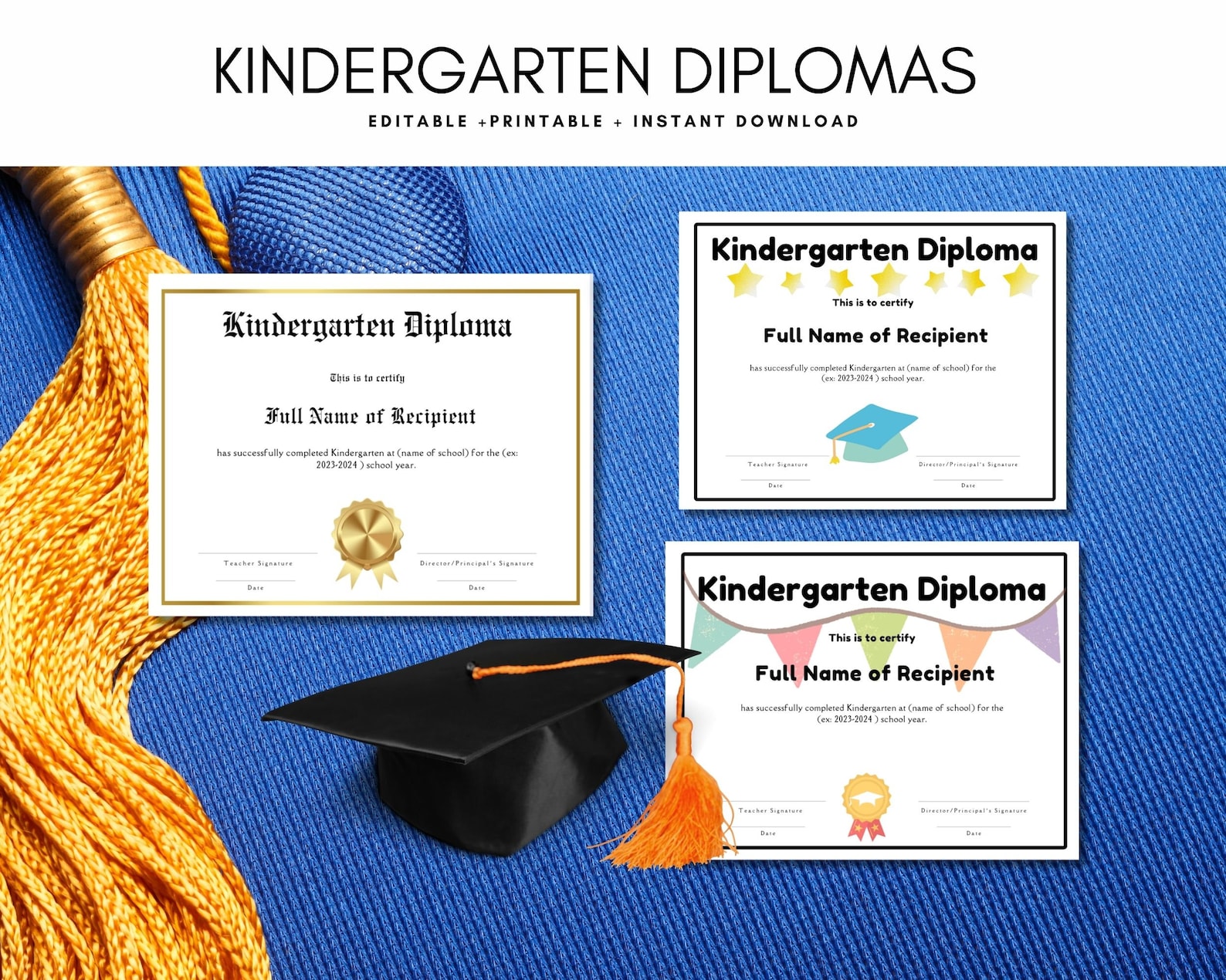 Kindergarten Diploma Template: Printable Classroom Awards (canva ...