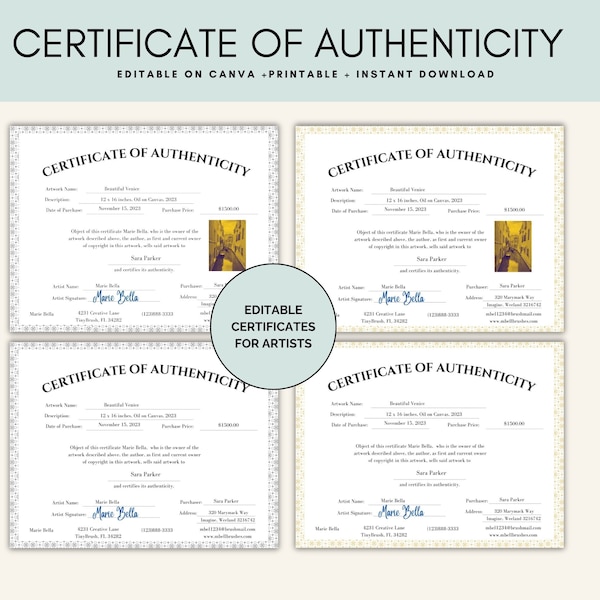 Artist Certificate of Authenticity - Etsy