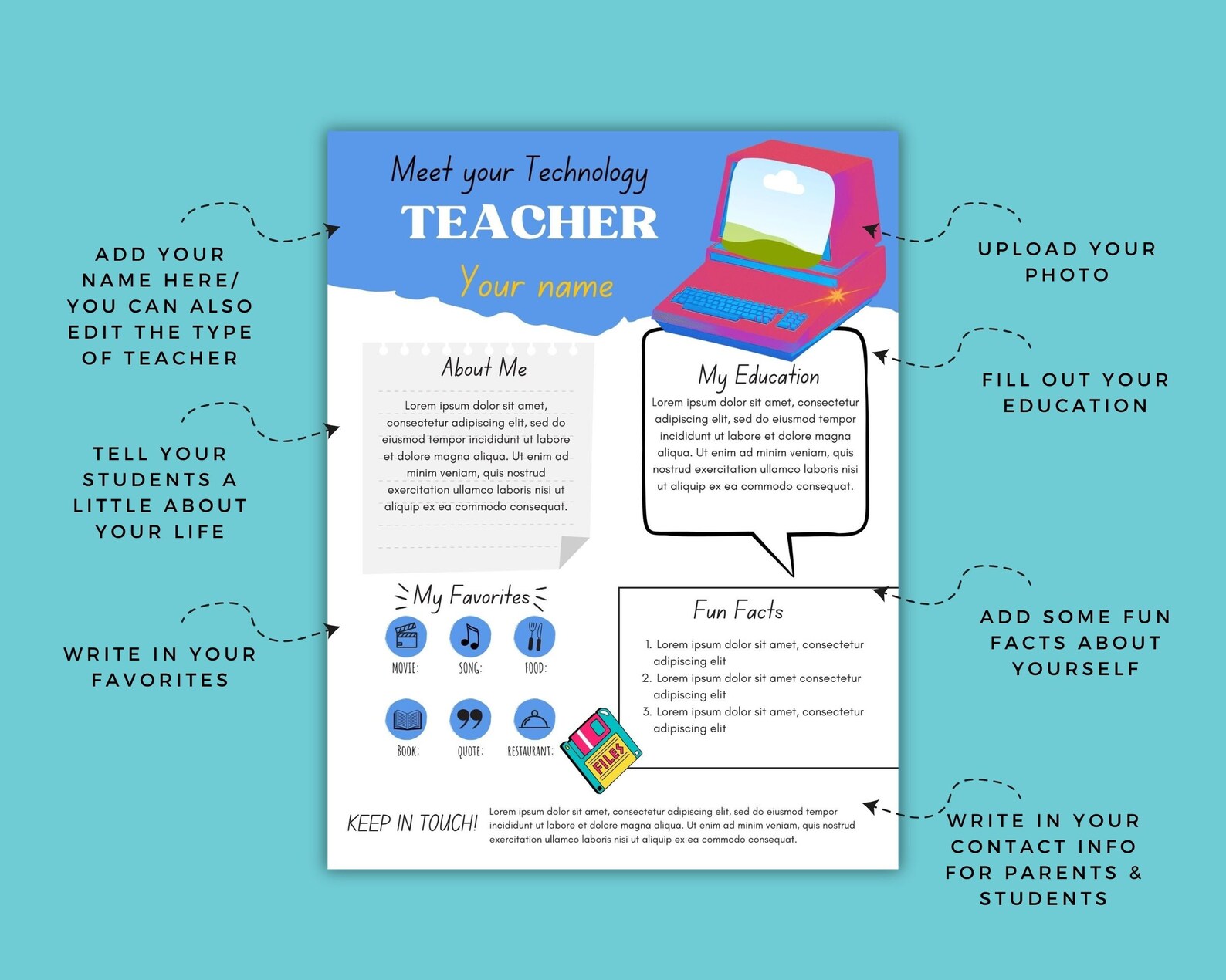Meet the Teacher Template: Retro 80s & Tech Designs (canva Editable ...