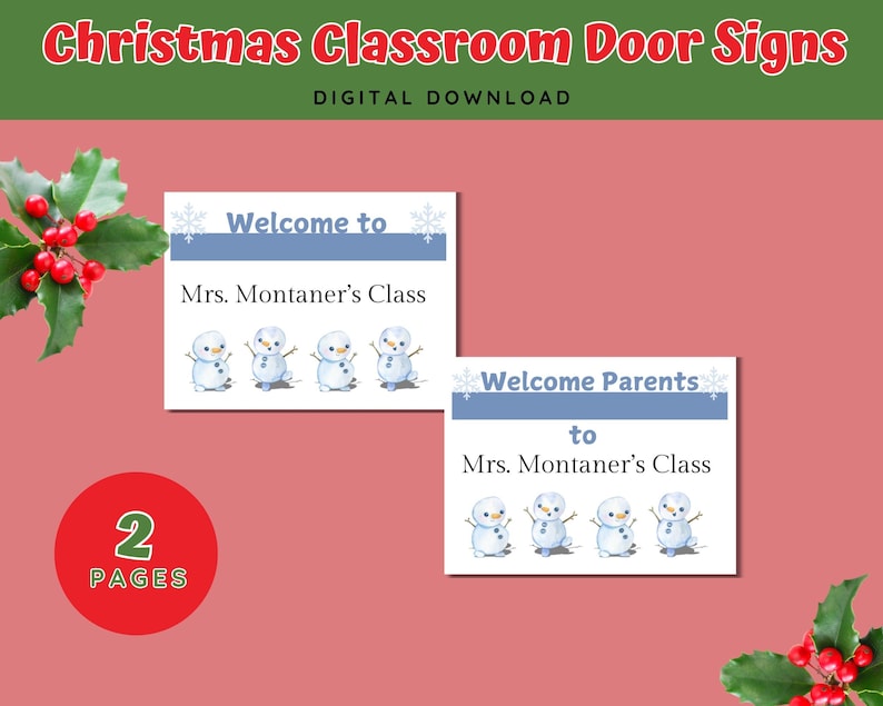 Christmas Classroom Door Sign, Classroom Decor Welcome Sign, Welcome ...