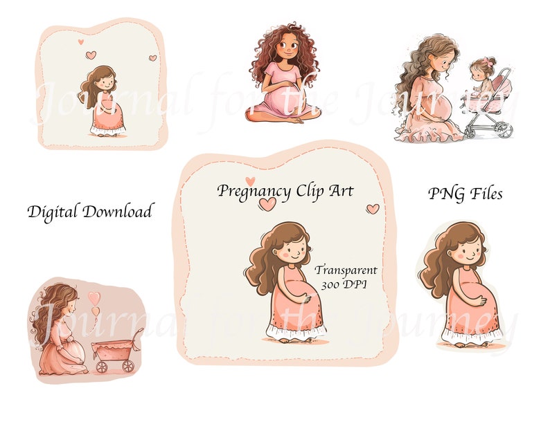 Motherhood Pregnancy Clip Art, Baby Shower, Clip Art Bundle, Planner ...