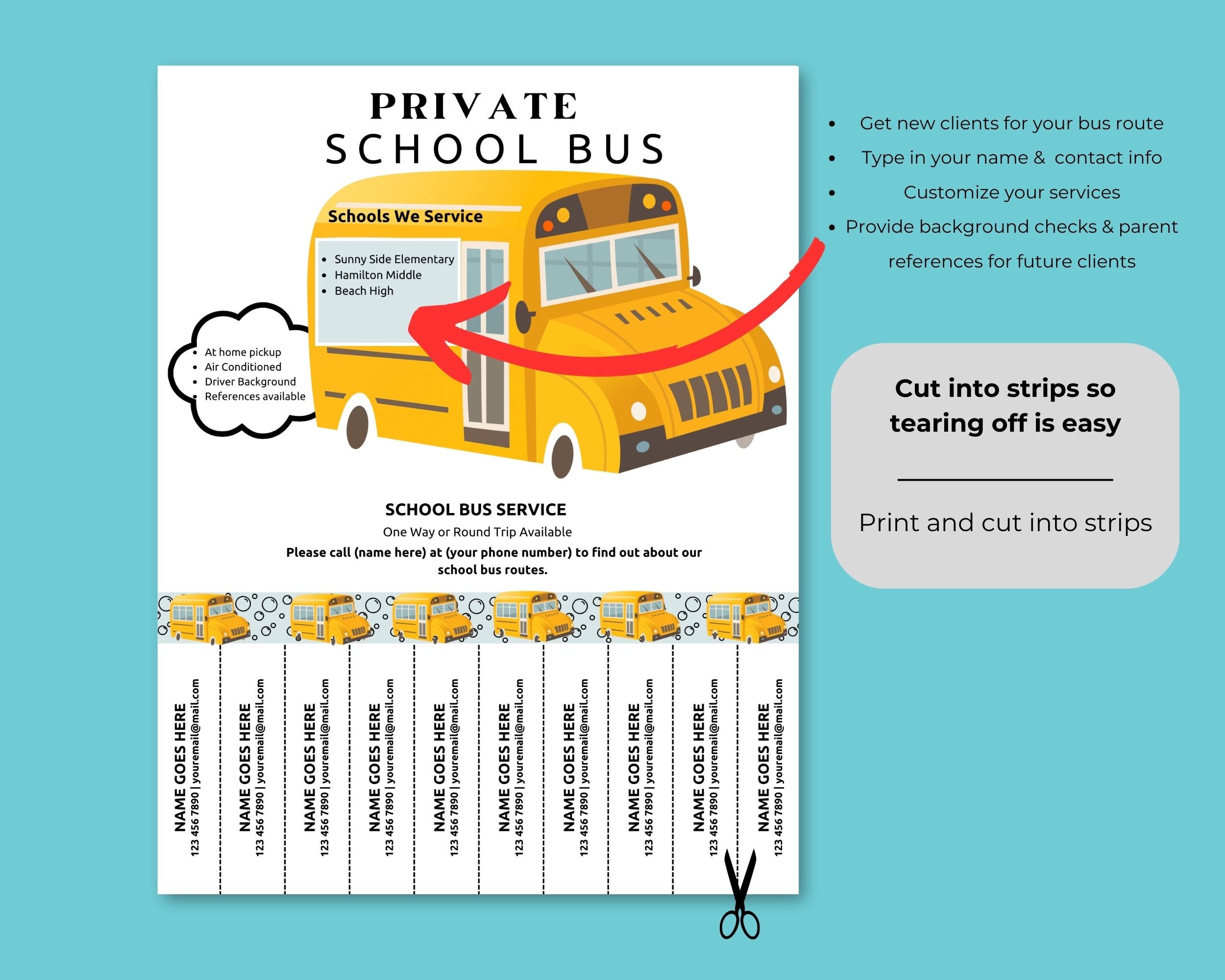 Private School Bus Flyer, Editable Flyer, Bus Driver Flyer, Canva ...