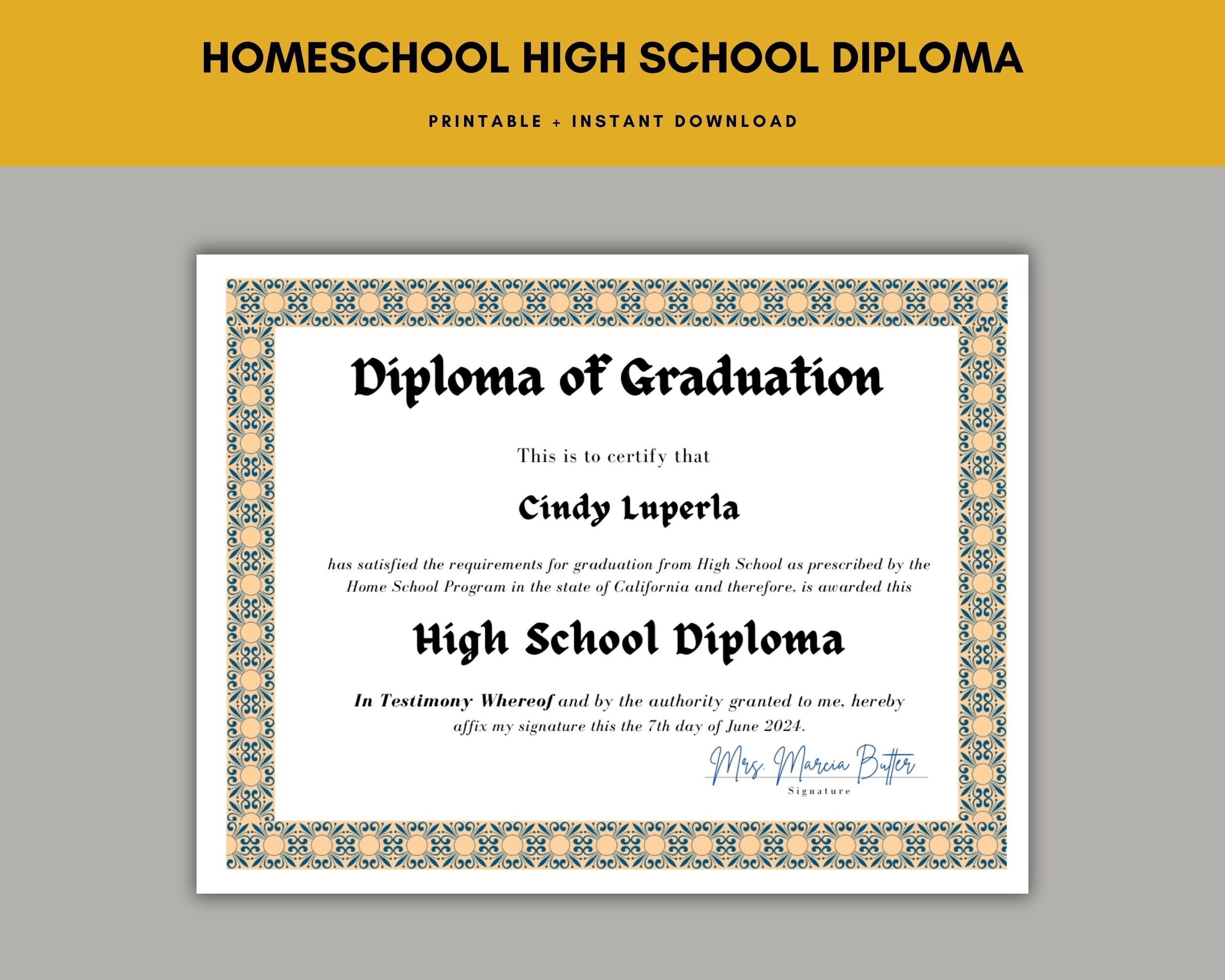 Home School High School Diploma, Canva Template, Editable Diplomas ...