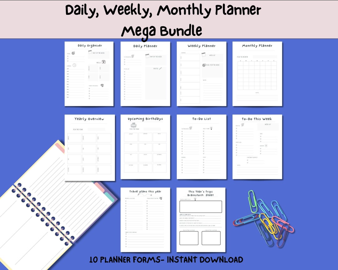 Printable Planner Forms, Weekly Planner, Monthly Planner Sheets, Daily ...