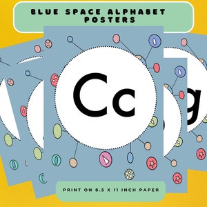 Blue Space Alphabet Posters: Classroom ABC Printable (digital Download ...