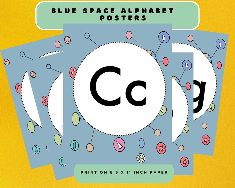 Blue Space Alphabet Posters: Classroom ABC Printable (digital Download ...