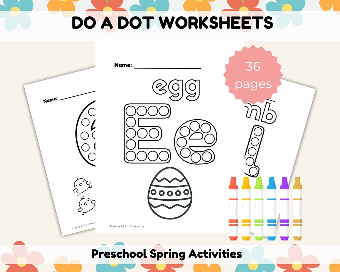 Preschool Coloring Pages, Spring Dot Marker Sheets, A-Z Sheets, Spring ...