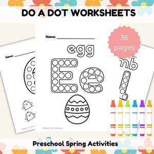 Preschool Coloring Pages, Spring Dot Marker Sheets, A-Z Sheets, Spring ...