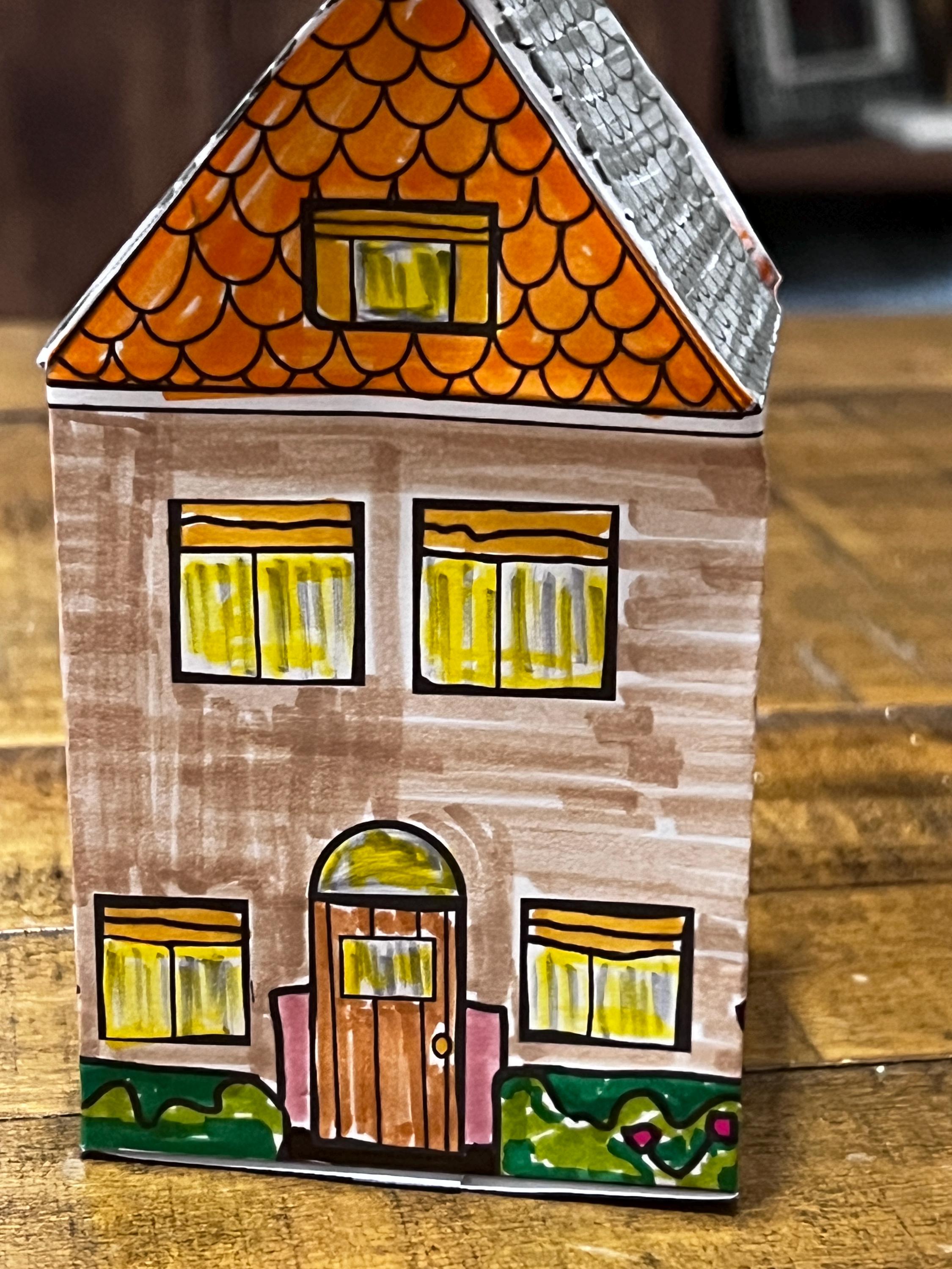 Paper Houses Printable, Set of 2 Paper House, Coloring Page for Kids ...