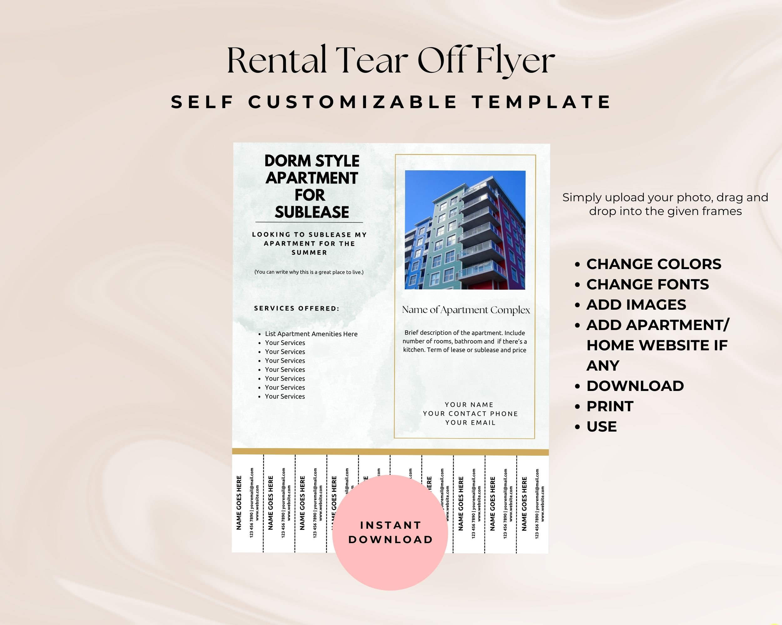 College Dorm Sublease Flyer Template: Printable Tear-off (canva) - Etsy