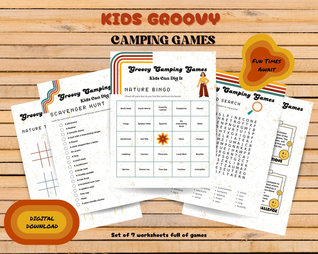 Kids Camping Games, Retro Printable Camping Games, Camping Bundle ...