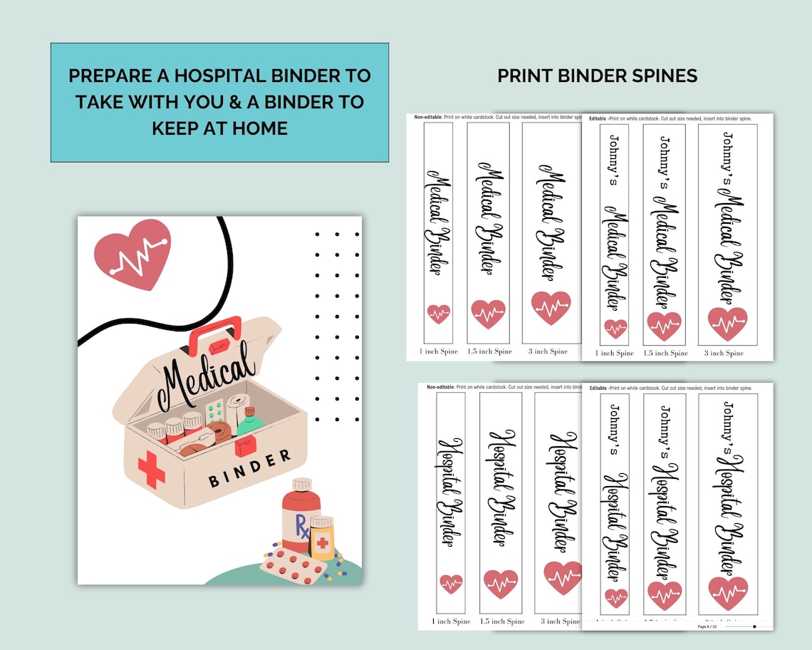 Medical Binder Cover, Hospital Binder Cover, Family Medical Binder ...