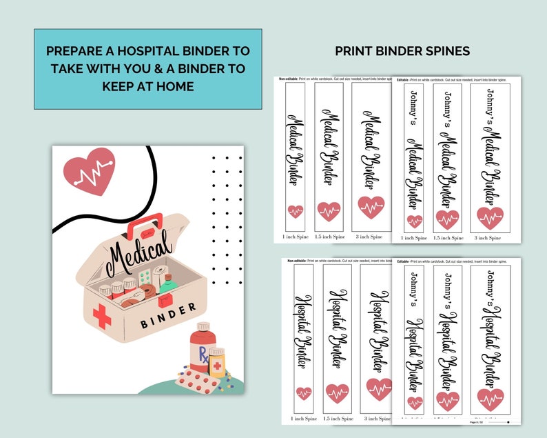 Medical Binder Cover, Hospital Binder Cover, Family Medical Binder ...