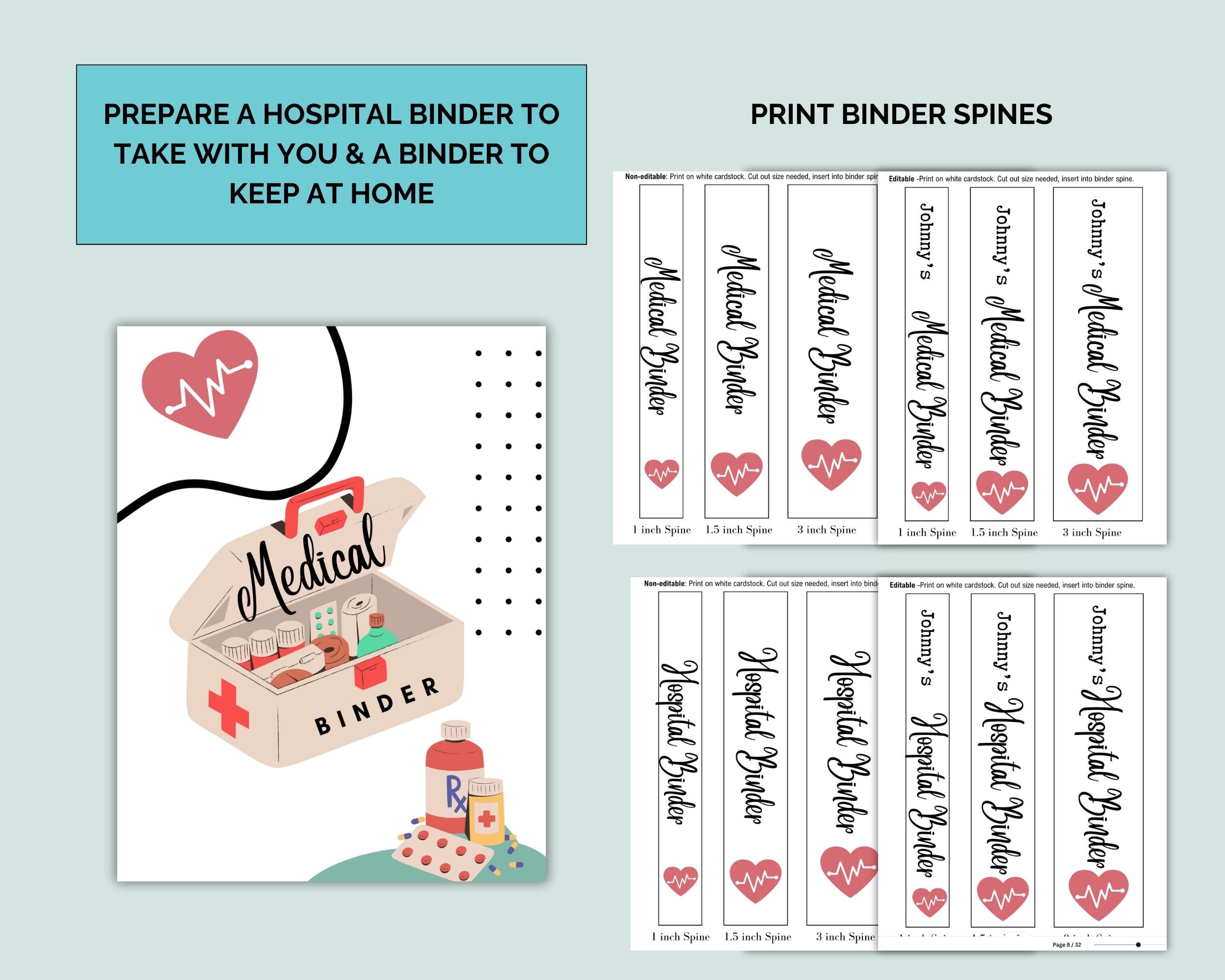 Medical Binder Cover, Hospital Binder Cover, Family Medical Binder ...