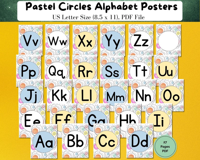 Alphabet Posters, Classroom Decor, Alphabet Printable, Wall Alphabet ...