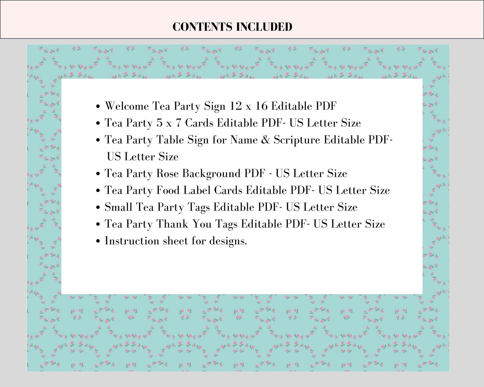 Tea Party Printable Set, Vintage Tea Party Decor, Editable Signs, CANVA ...