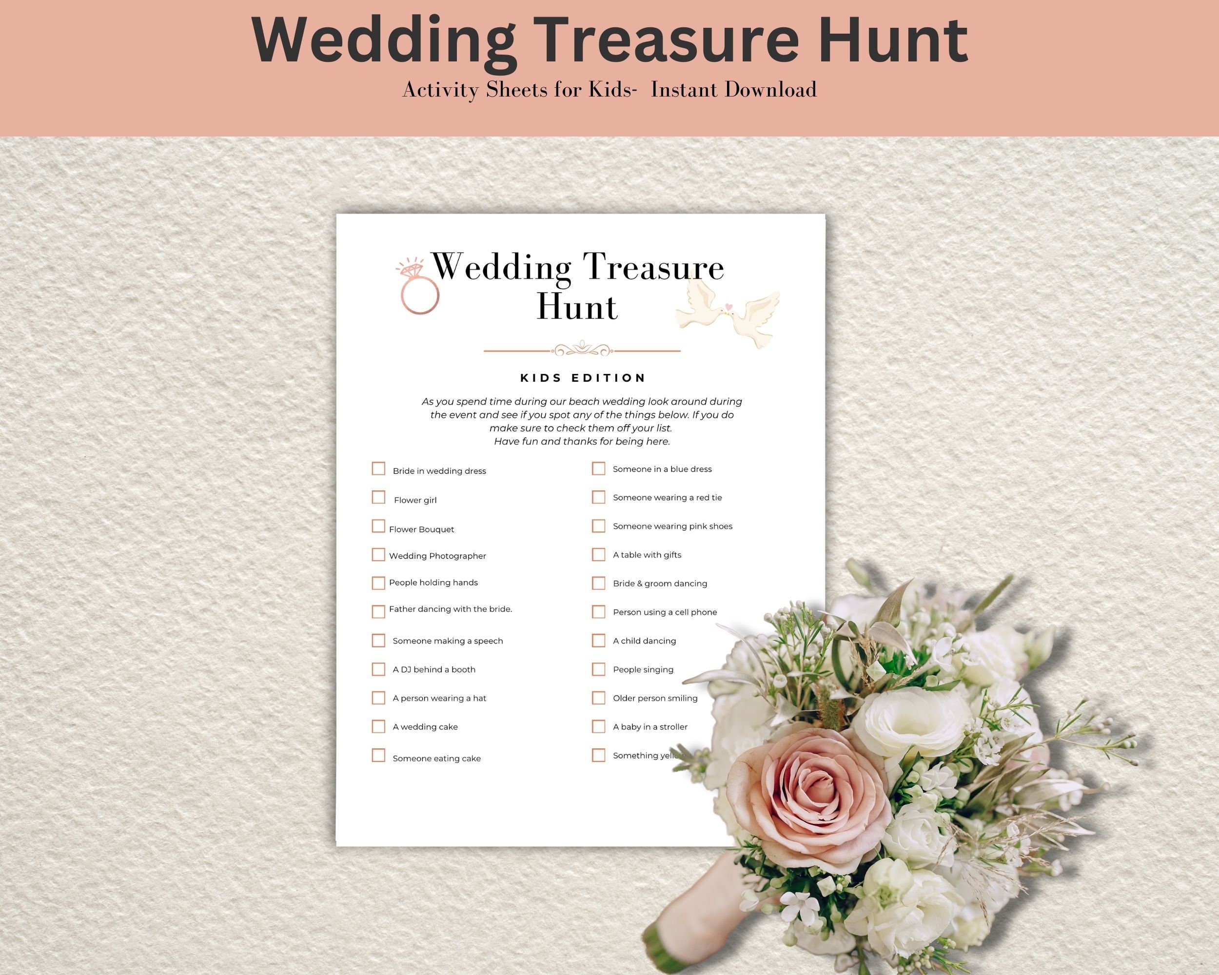 Wedding Scavenger Hunt for Kids, Wedding Treasure Hunt for Kids ...