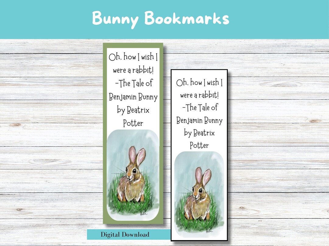 Bunny Bookmarks, Printable Watercolor Bookmark, Easter Favor, Classroom ...