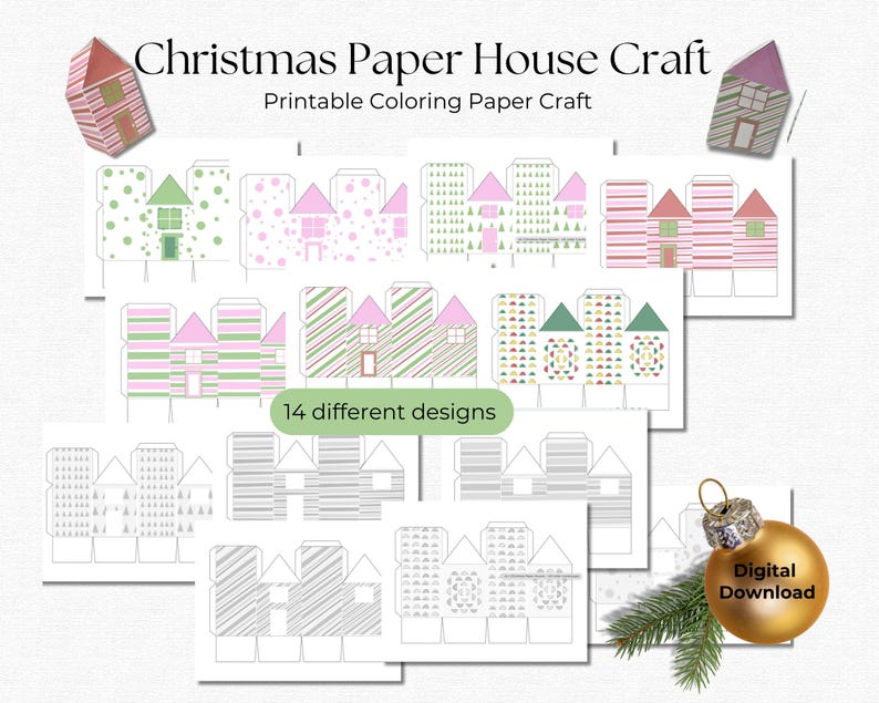 Christmas Paper House Printable, Kids' Craft Activity (PDF) - Etsy