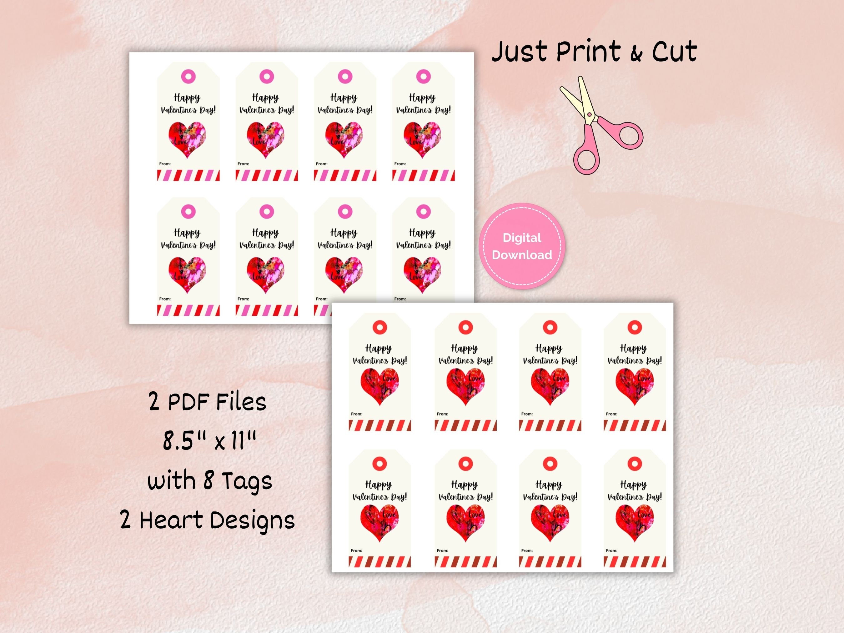 Valentines Day Gift Tags, Valentines Day Printables, Printable Heart ...