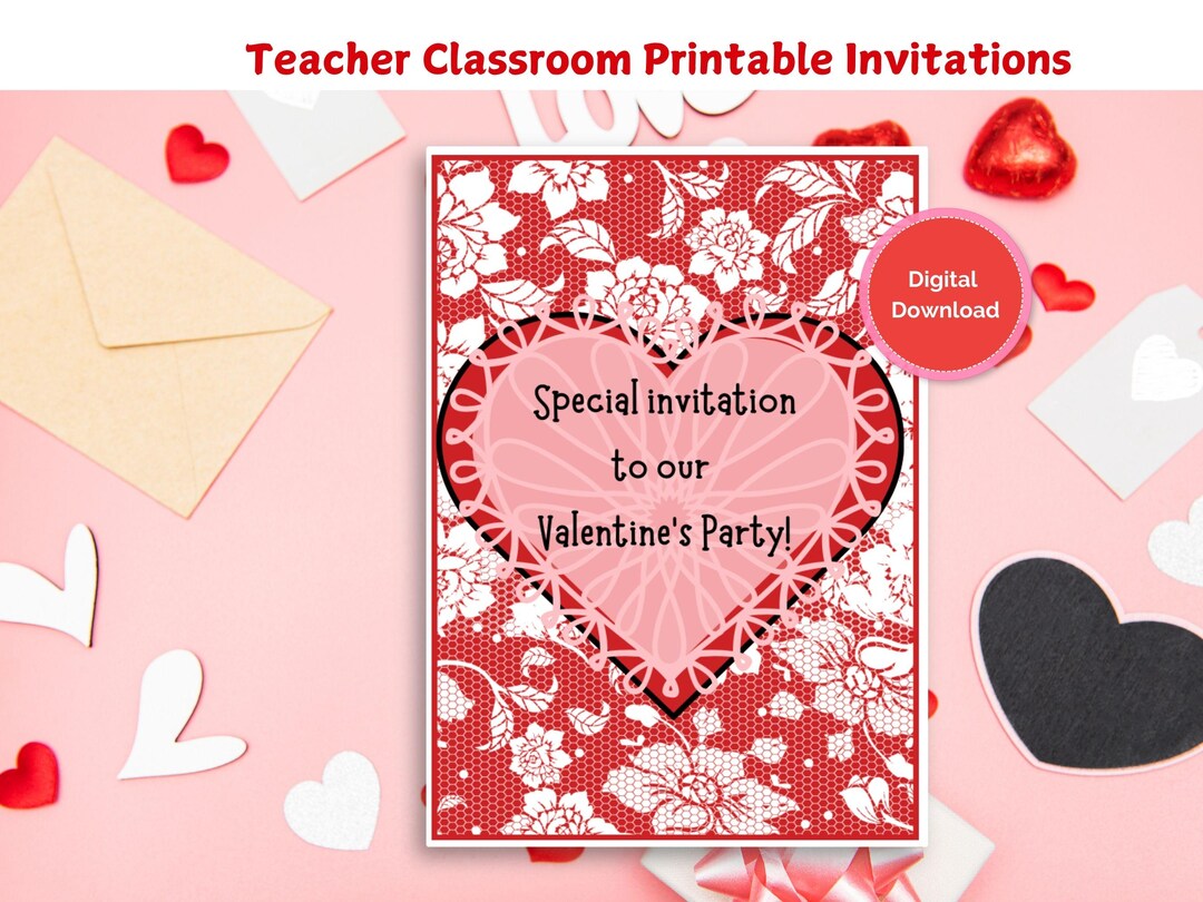Classroom Valentine Party Invitation, Printable Invitation, Valentines ...