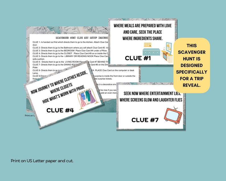 Surprise Trip Scavenger Hunt, Printable Scavenger Hunt Game, Vintage ...