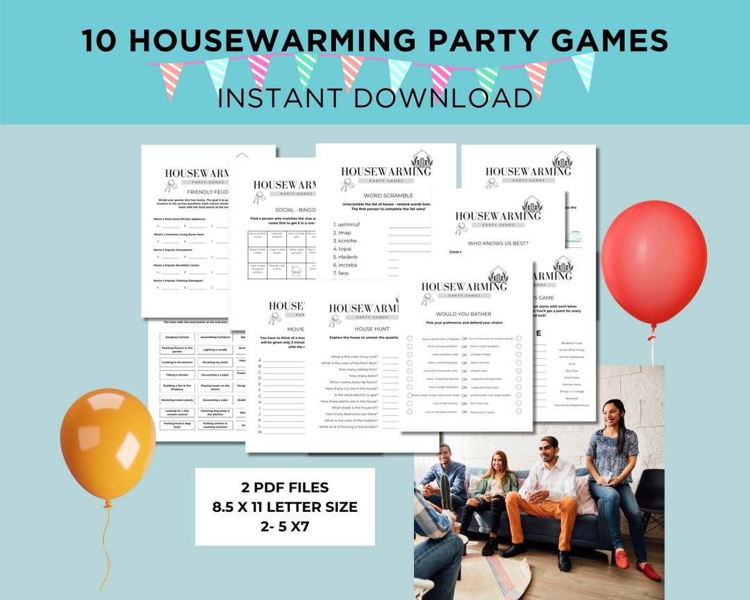 Housewarming Party Games, New Neighbors Party, Games Bundle, Game Night ...