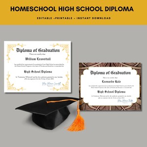 Home School High School Diploma, Canva Template, Editable Diplomas ...