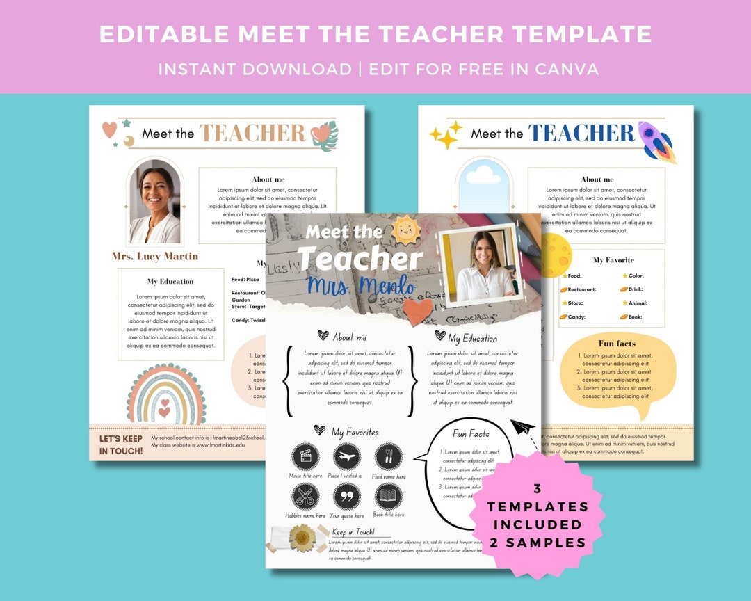Boho Meet the Teacher Template: Canva Editable, Printable (digital ...