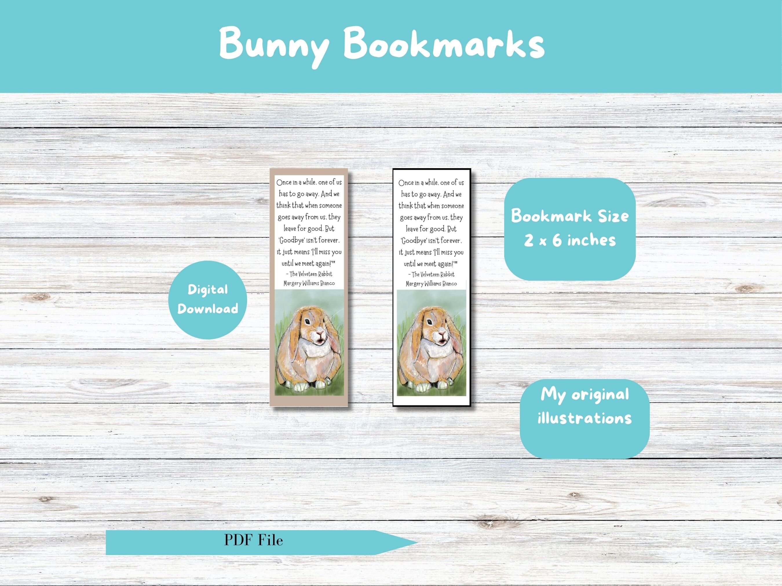 Watercolor Bookmarks, Velveteen Rabbit Inspired Bookmarks, Watercolor ...
