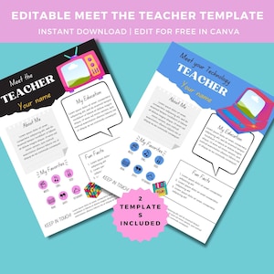 Meet the Teacher Template: Retro 80s & Tech Designs (canva Editable ...