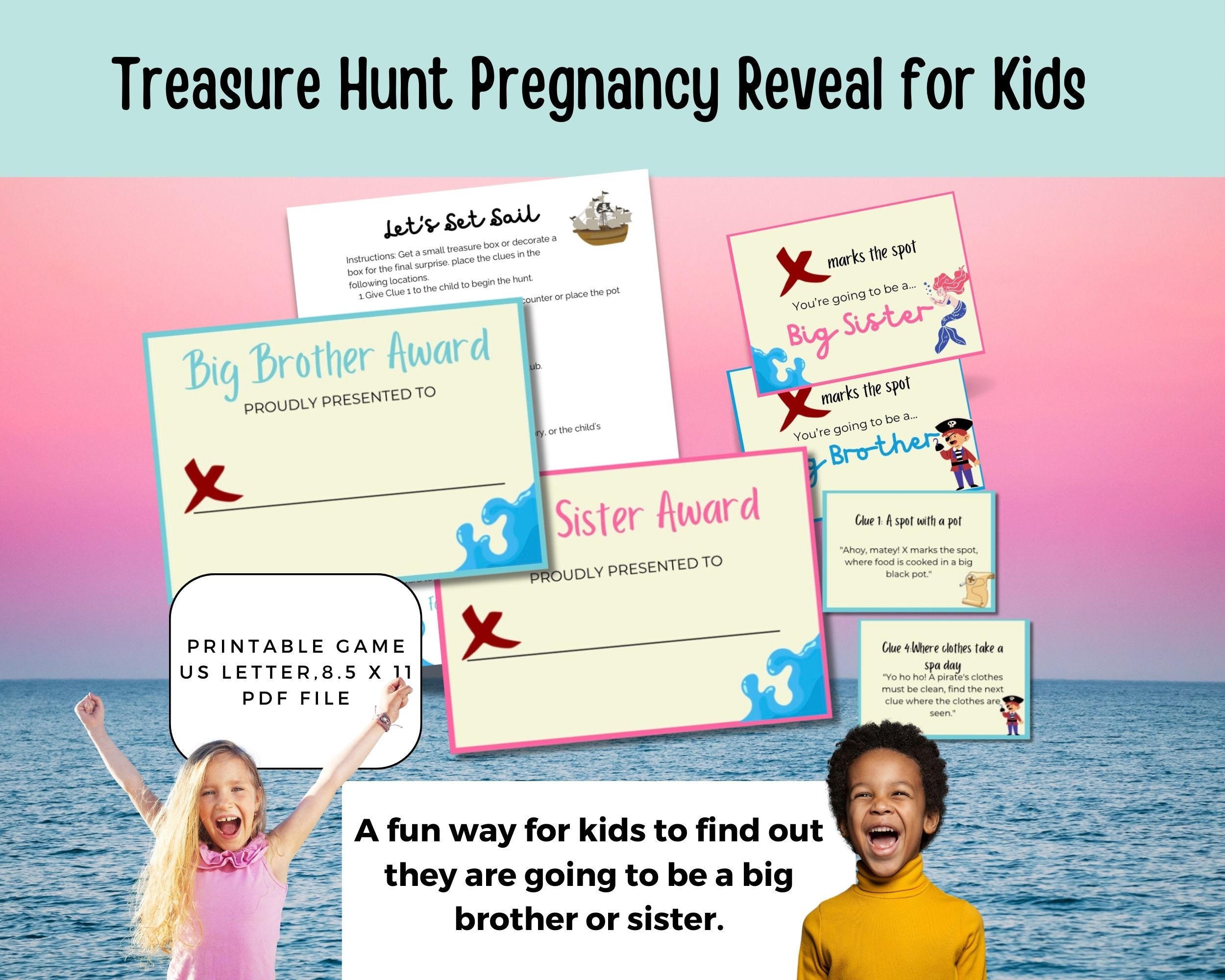 Baby Reveal Scavenger Hunt for Siblings, Pregnancy Reveal for Family ...