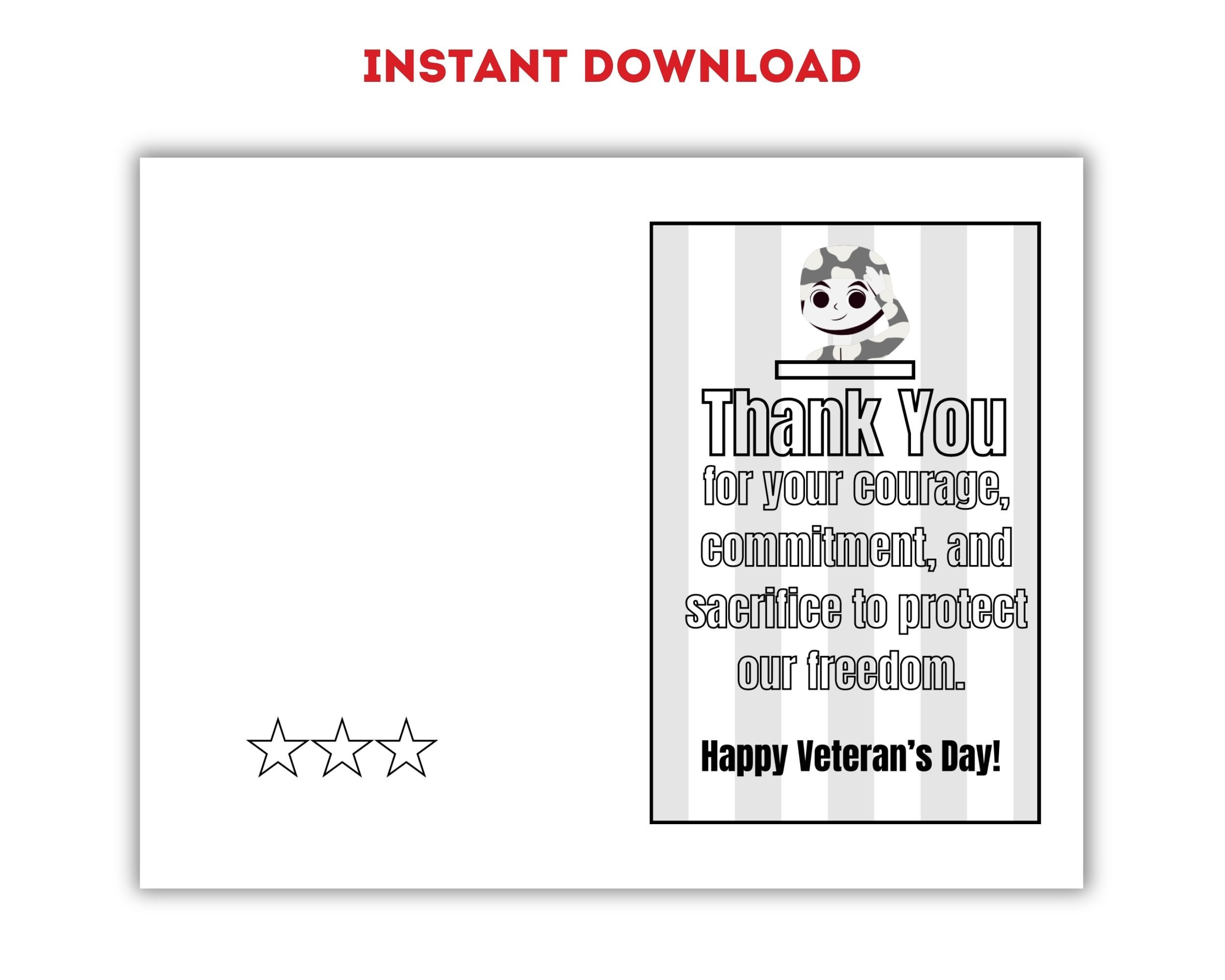 Veterans Day Coloring Card, Veterans Day for Kids, Printable Veterans ...